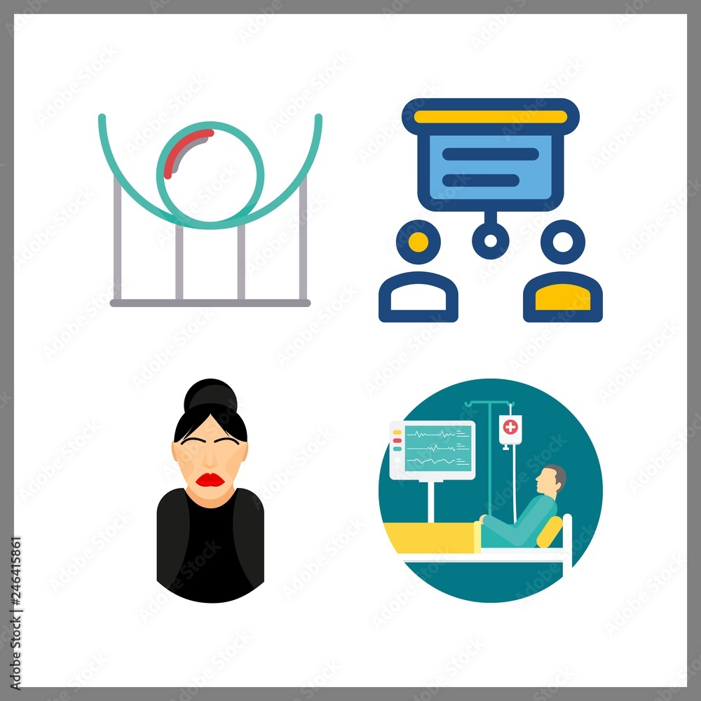 4 sitting icon. Vector illustration sitting set. female teacher and ...