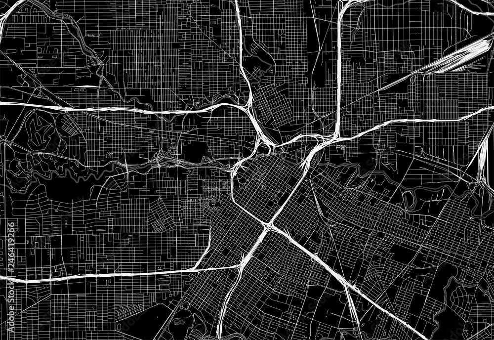 Black map of downtown Houston, U.S.A Stock Vector | Adobe Stock