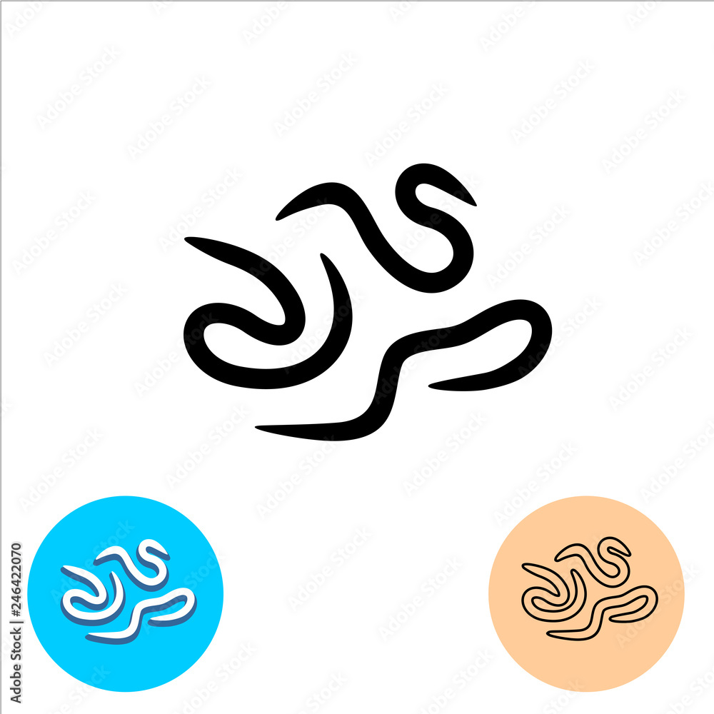 Worms intestinal parasites icon. Helminths black symbol. Stock Vector ...