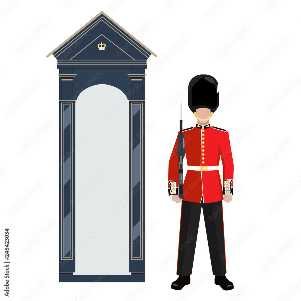 Sentry of The Grenadier Guards outside Buckingham Palace - vector ...