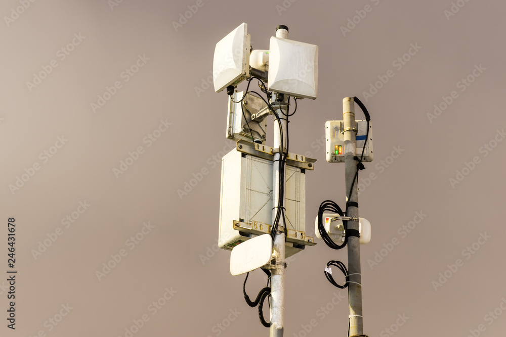 Base Station or Base Transceiver Station. Telecommunication tower ...