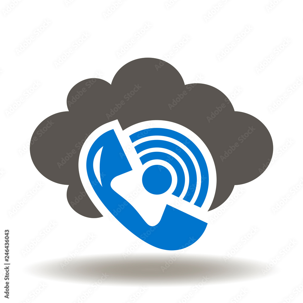 Cloud handset icon vector. VOIP web IP telephony logo. Internet ...