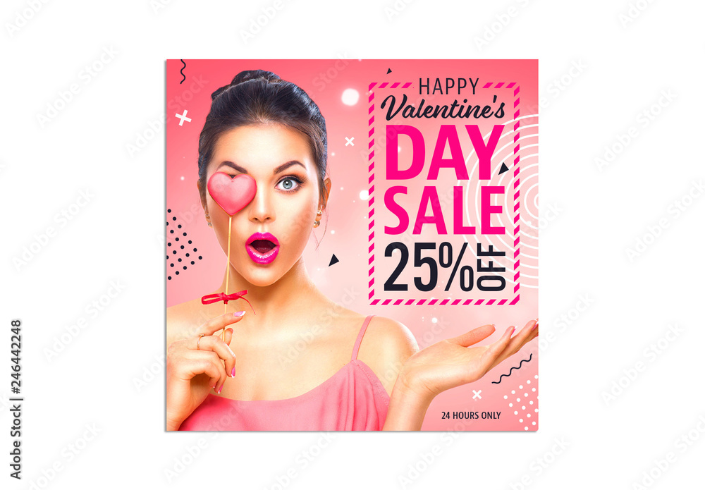 Valentine's Day Sale Social Media Post Layout Stock Template | Adobe Stock