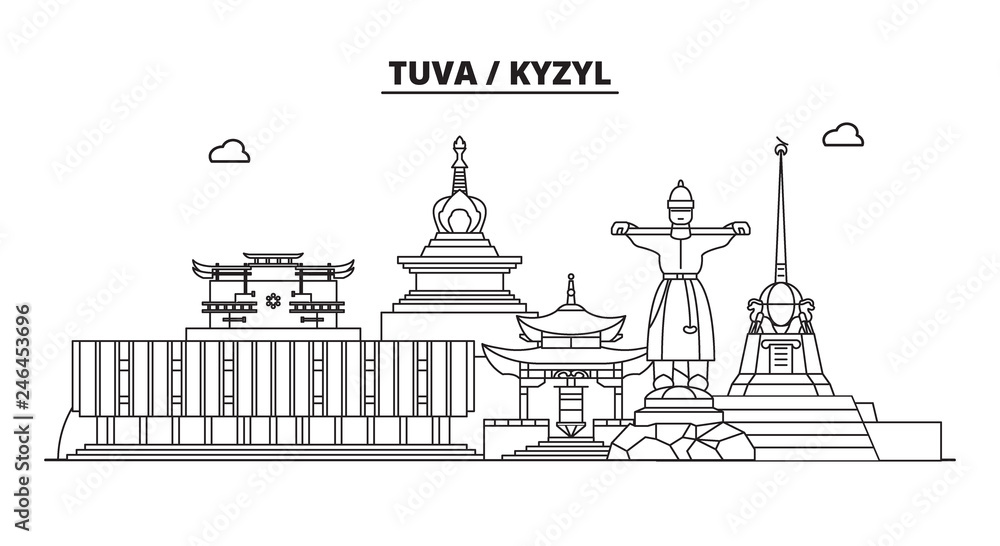 Russia, Tuva, Kyzyl. City skyline: architecture, buildings, streets ...