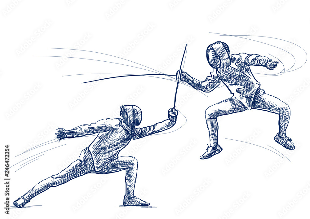 Fencing - An hand drawn illustration. Freehand sketching. Stock ...