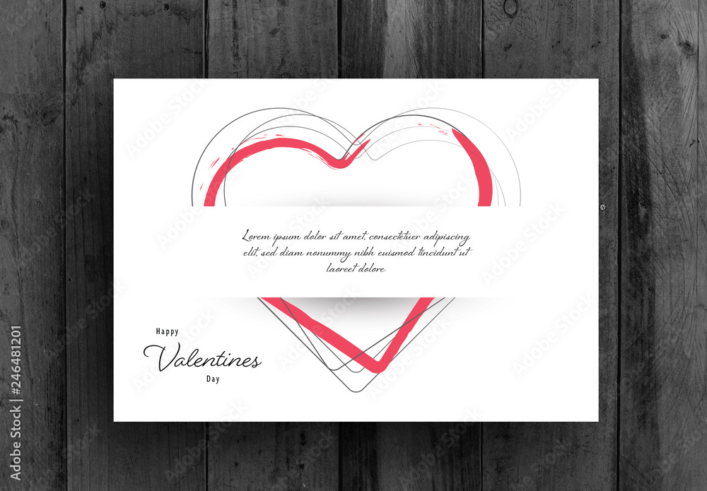 Valentine's Day Card Layout with Repeating Heart Elements Stock ...