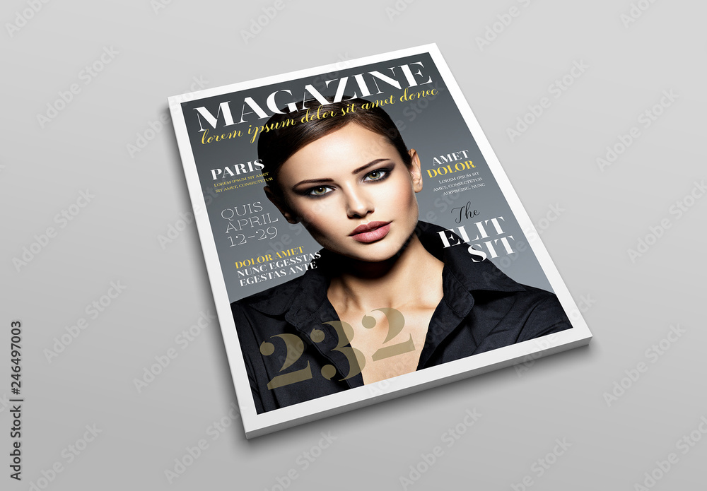 Magazine Front Cover Mockup Stock Template | Adobe Stock