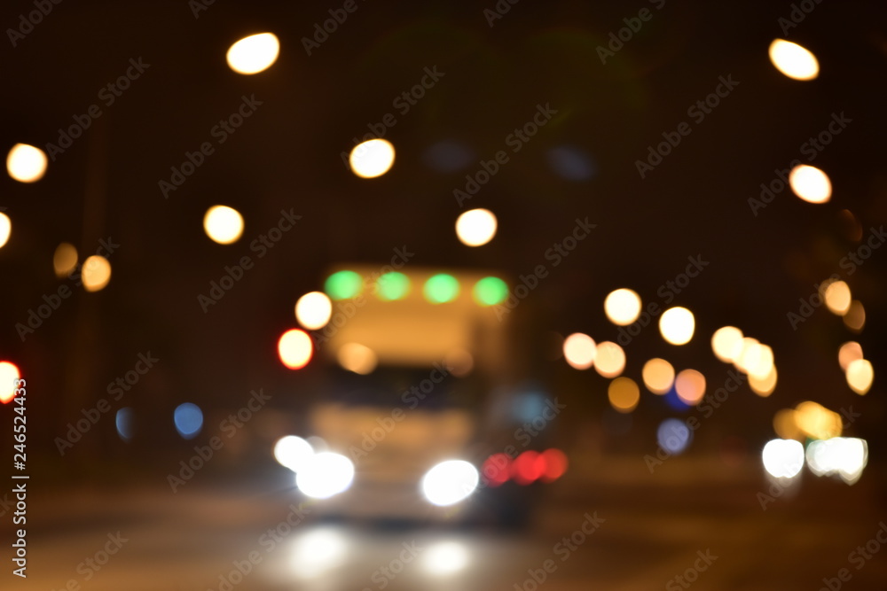 Abstract circular bokeh motion lens blur backround of city and street ...