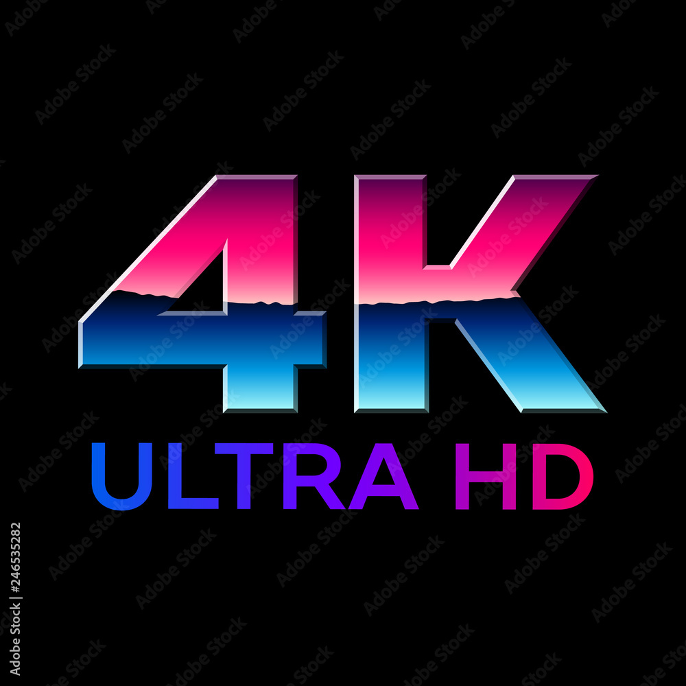 4k Ultra HD format logo with shiny chrome letters Stock Vector | Adobe ...