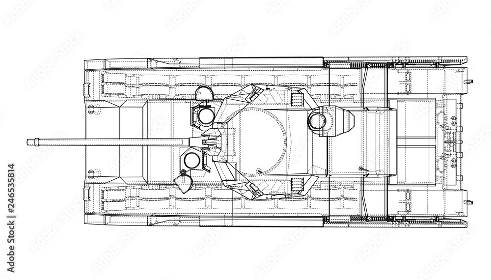 Blueprint of realistic tank Stock Vector | Adobe Stock