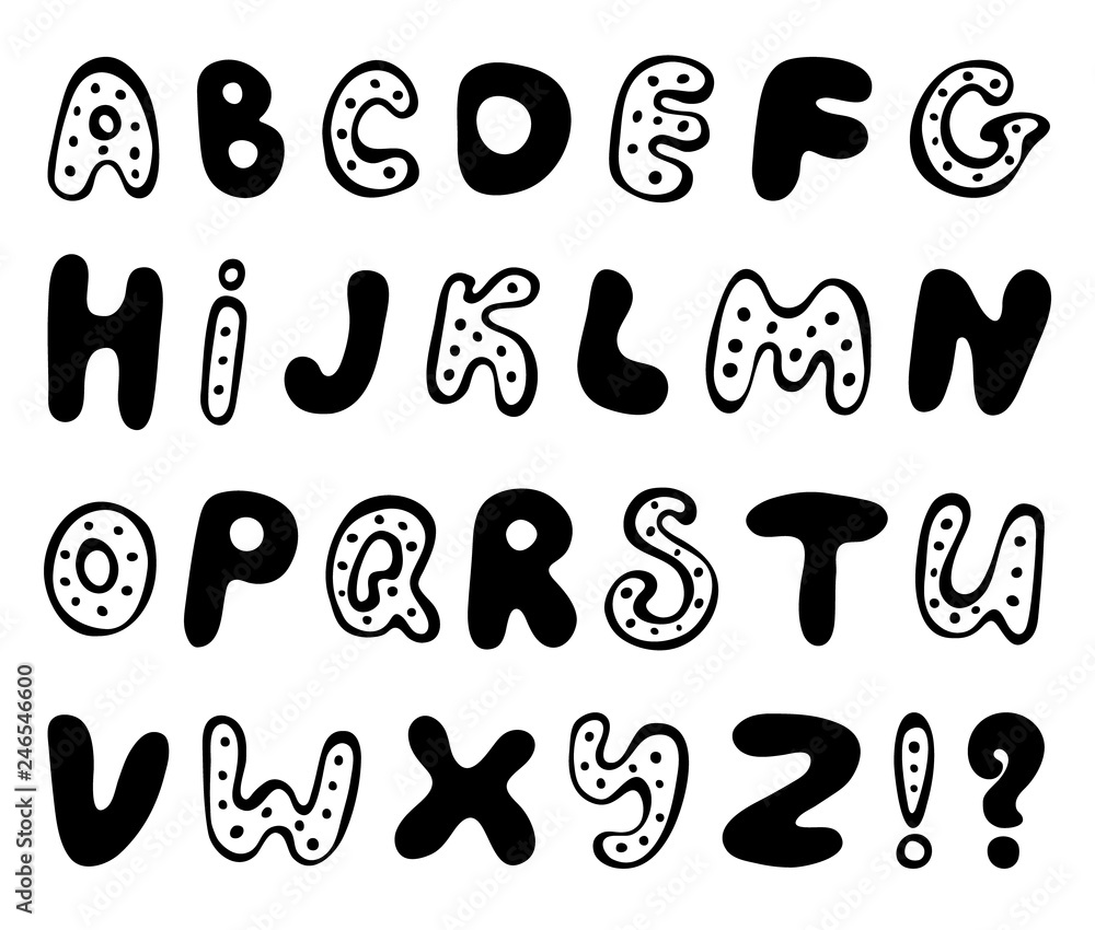 Hand drawn abc vector set isolated on white background. Cute doodle ...