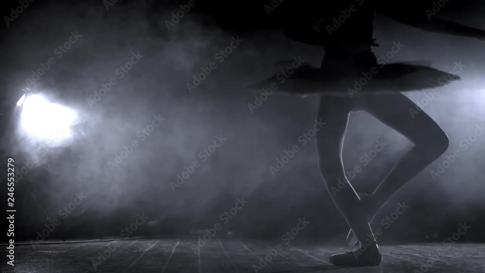 Ballerina's silhouette turning around. ballerina with hair in a bun is ...