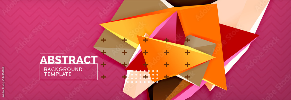 3d triangular shapes geometric background. Origami style pattern with ...