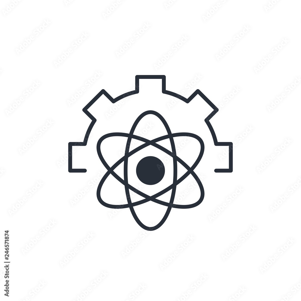 Quantum processor Vector linear icon, white background. Stock Vector ...