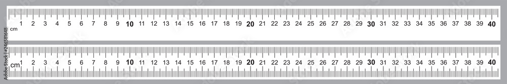 Ruler 40 cm. Precise measuring tool. Ruler grid 400 mm. Metric ...