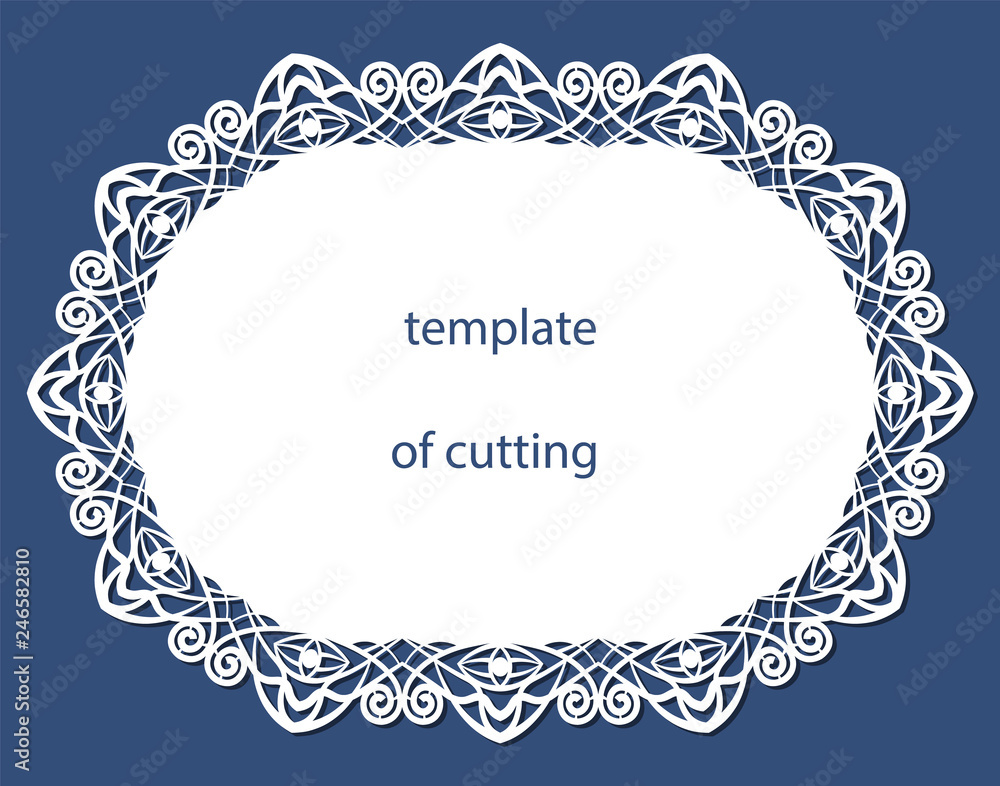 Greeting card of the oval shape with a decorative border on the edge ...