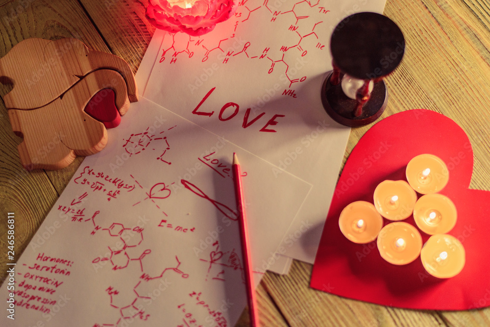 Foto de Formula love concept. Research, search for an answer to the ...