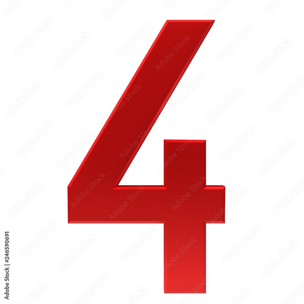 red number 4 3d Stock Illustration | Adobe Stock