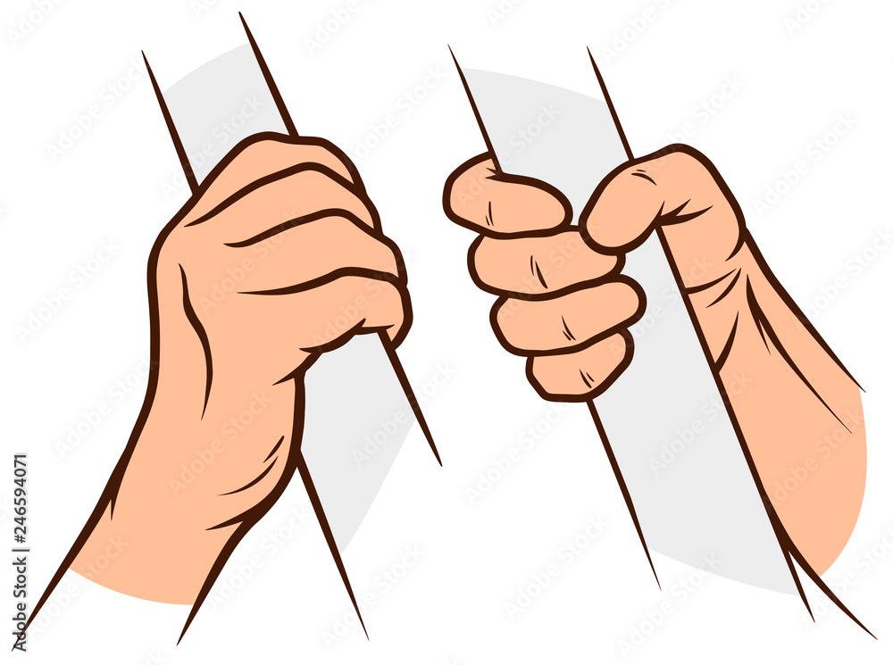 Cartoon graphic white human hands. Holding crossbar or handrail ...