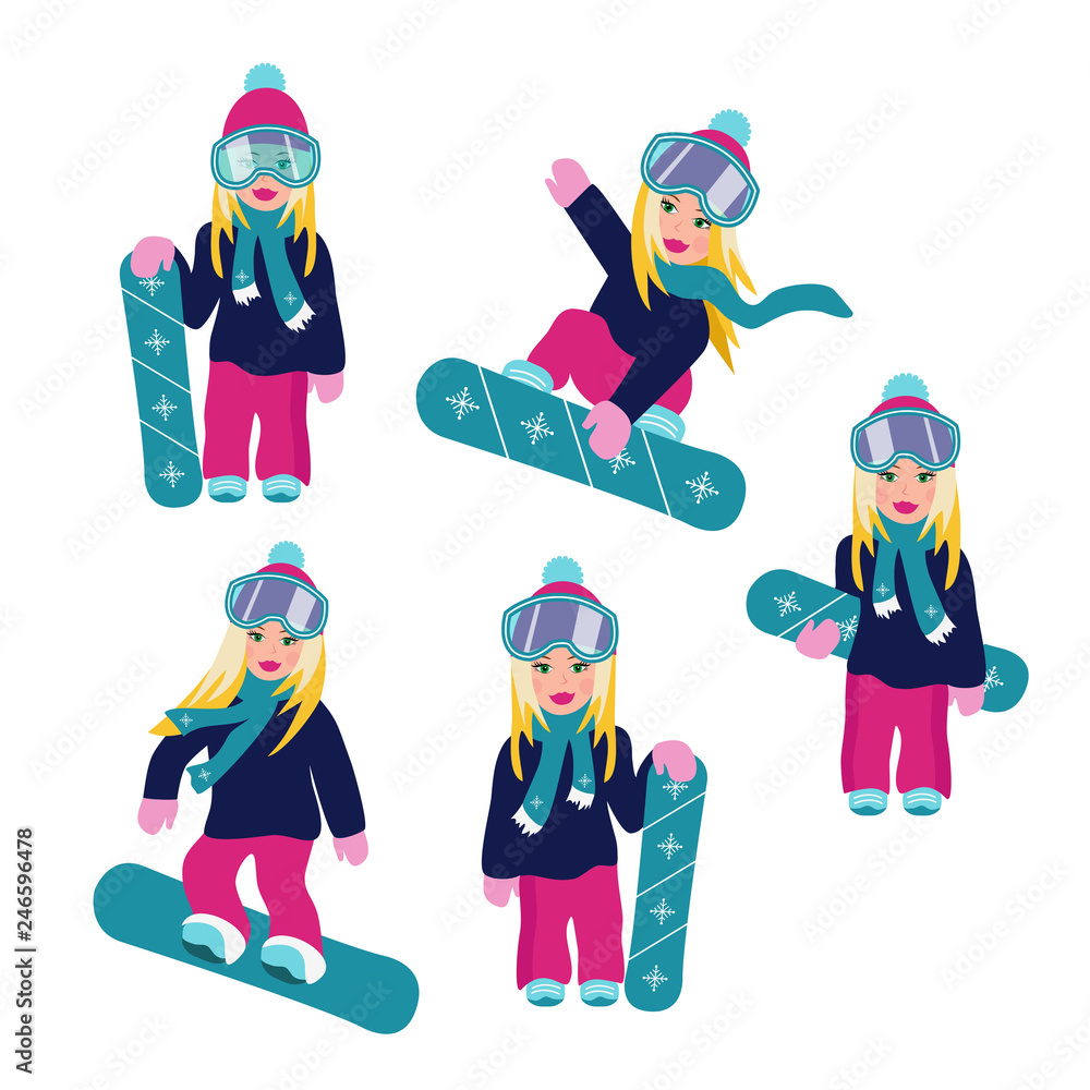 Snowboarding Vector Girl