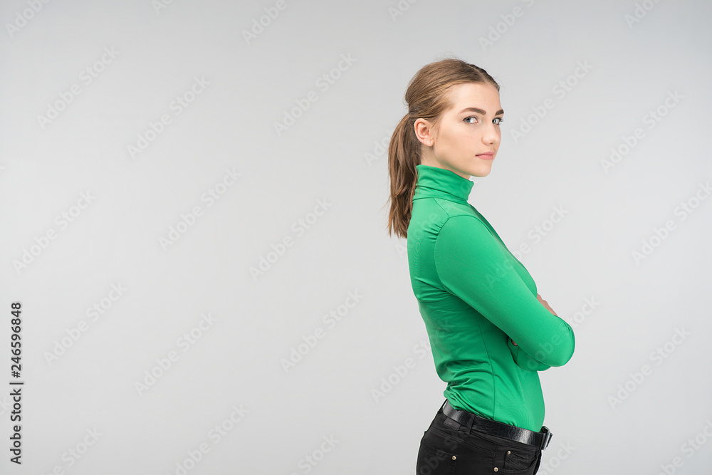 Women Standing With Arms Folded Side View