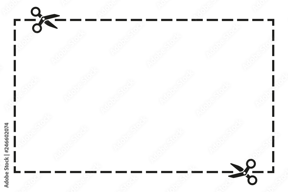 Cut out coupon rectangle shape with scissors icon. Vector illustration ...