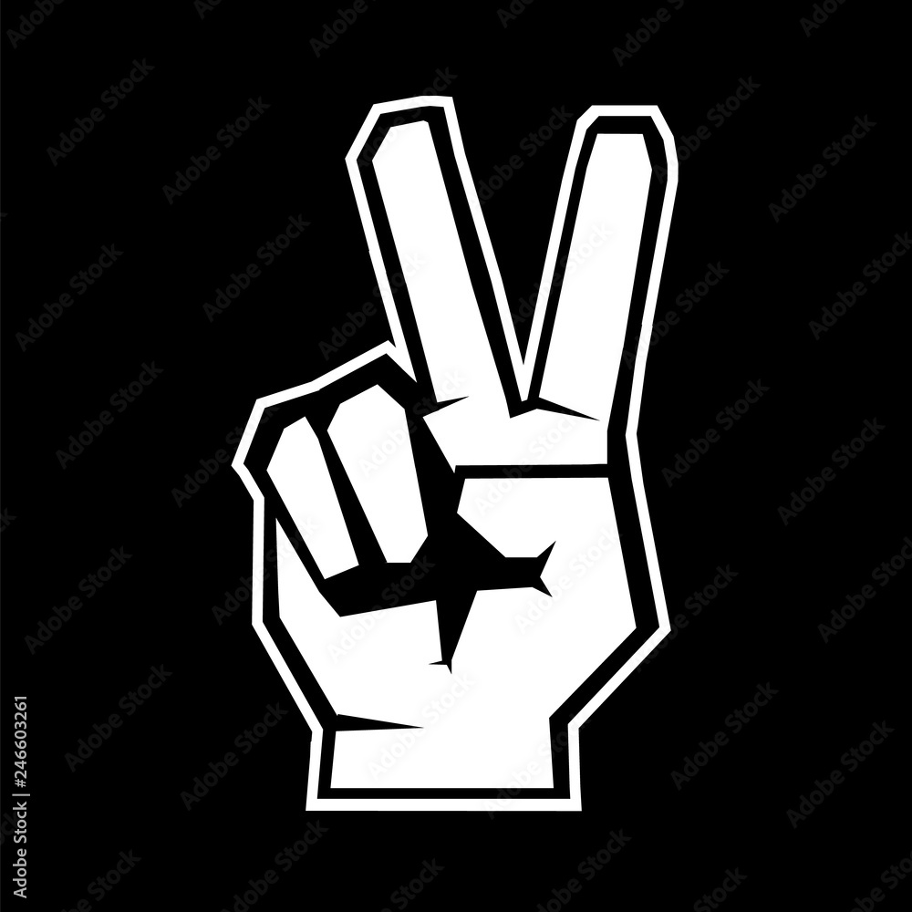 Hand gesture peace sign. Hand gesture V sign for victory or peace art ...