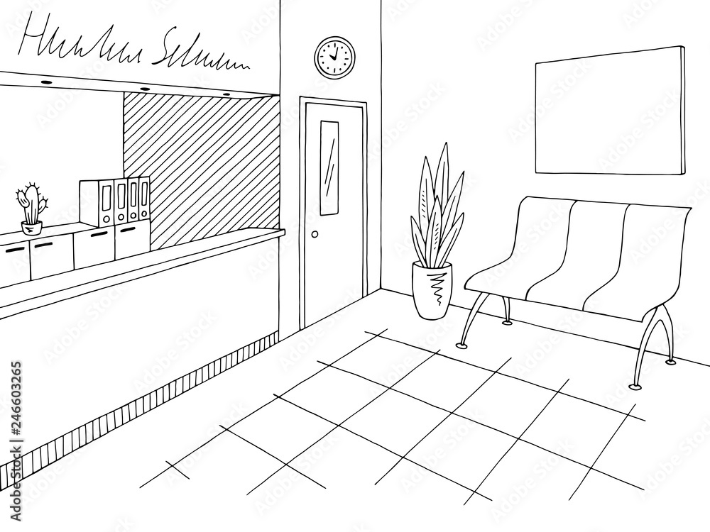 Hospital Room Interior Sketch