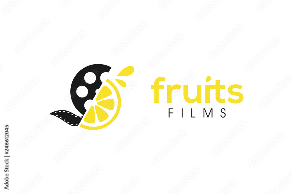 Vector Film Fruits Cinema Orange Logo Design Concept Symbol Modern ...