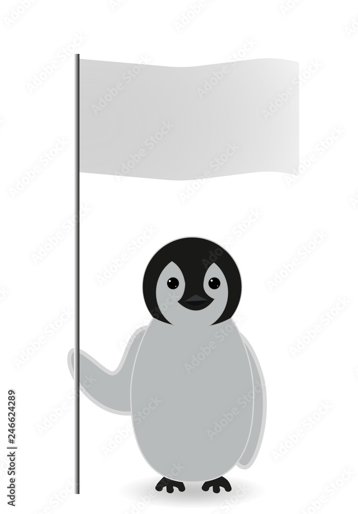 Penguin Holding A White Flag