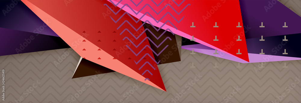 3d triangular shapes geometric background. Origami style pattern with ...