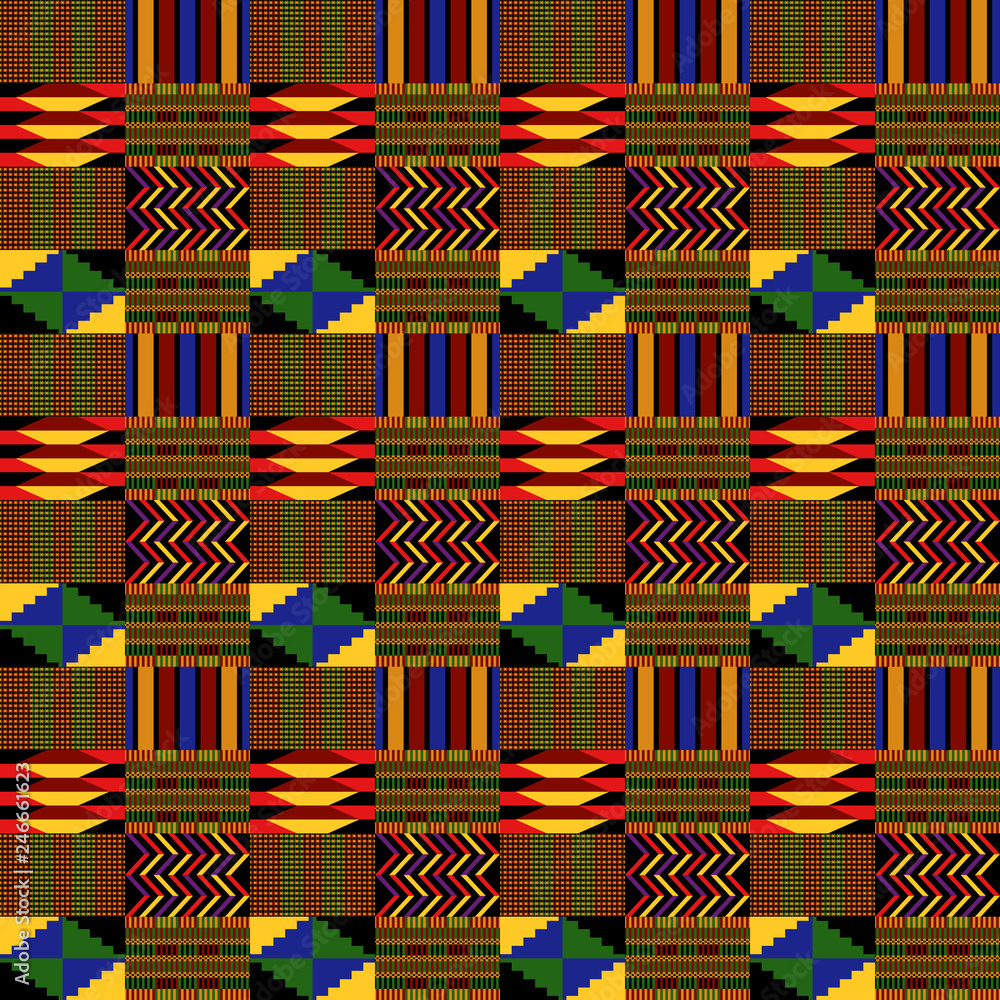 Kente Cloth Seamless Pattern - African Kente cloth repeating pattern ...