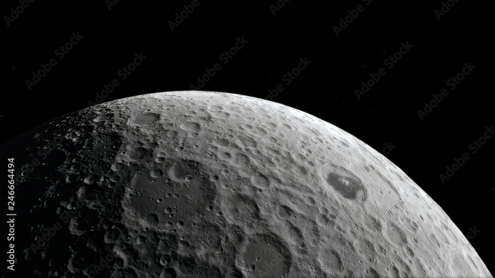 Moon in outer space, surface. High quality, resolution, 4k. This image ...