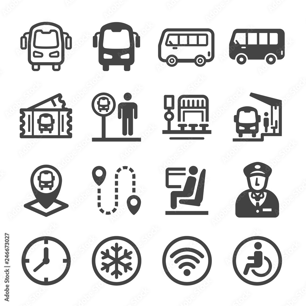 bus icon set,vector and illustration Stock Vector | Adobe Stock