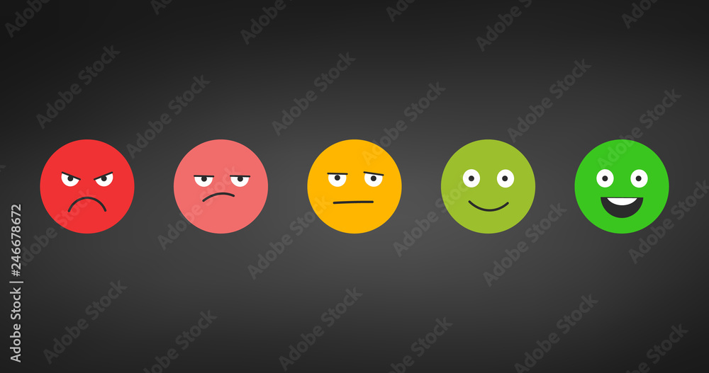 Rating satisfaction. Feedback in form of emotions. Excellent, good ...