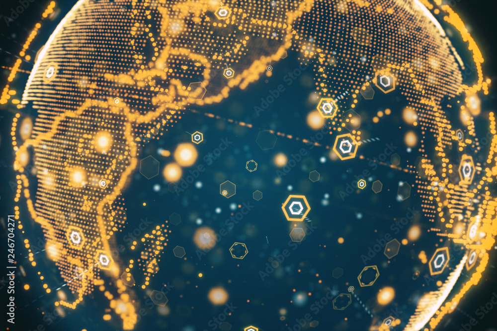 ภาพประกอบสต็อก 3d illustration of Digital planet earth data abstract of ...