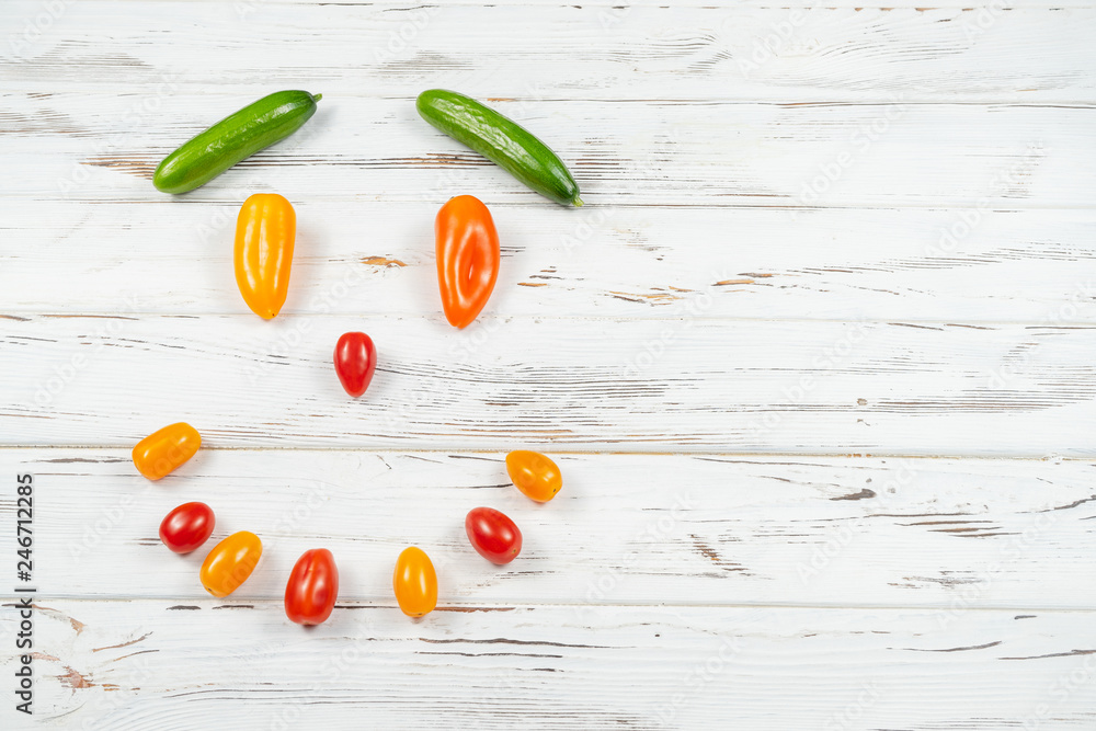 Smiley face made of vegetables,healthy food concept Stock Photo | Adobe ...