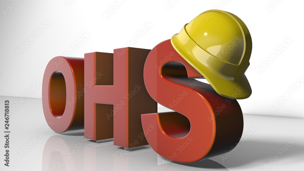 Occupational health and safety safe work place WHS HSE OSH 3D title ...