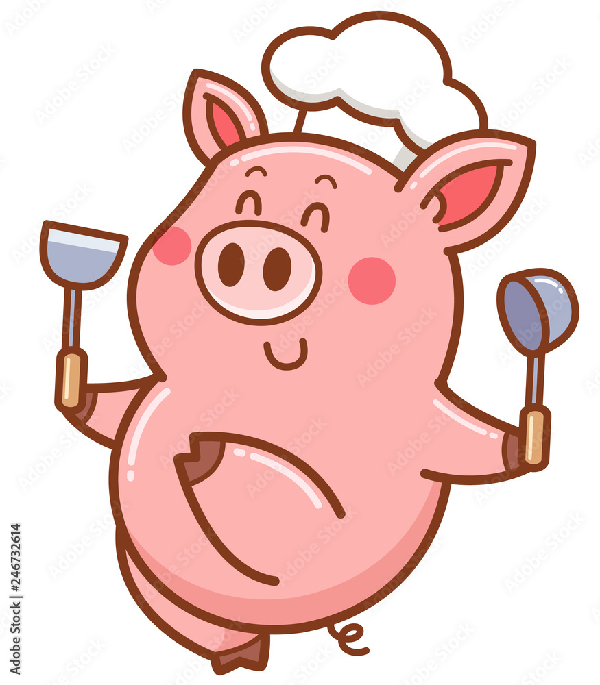 Vector illustration of cartoon chef pig Stock Vector | Adobe Stock