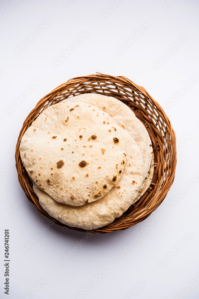 Chapati / Tava Roti also known as Indian bread or Fulka/phulka. Main ...
