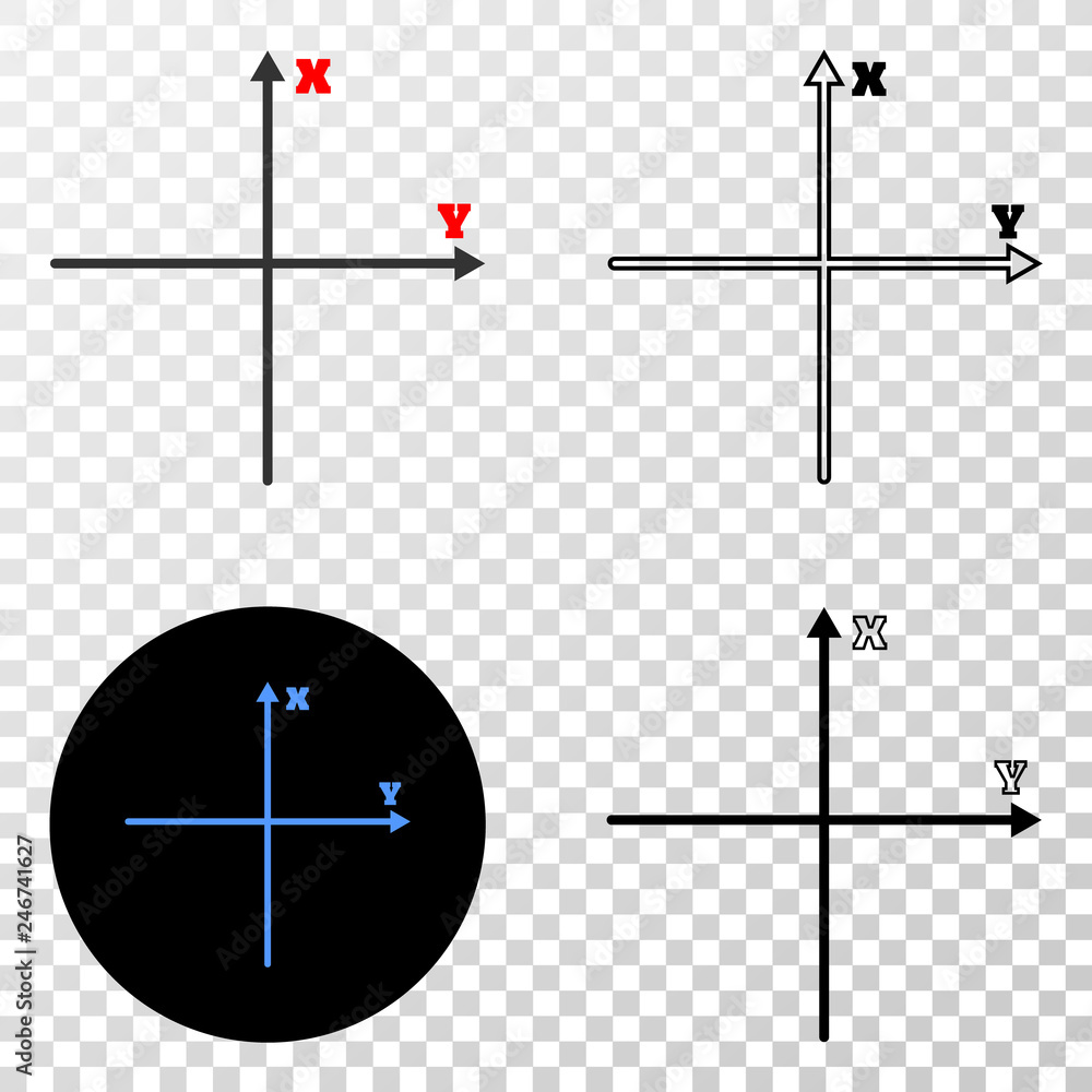 Cartesian axes EPS vector pictograph with contour, black and colored ... Cartesian axes EPS vector pictograph with contour, black and colored ...