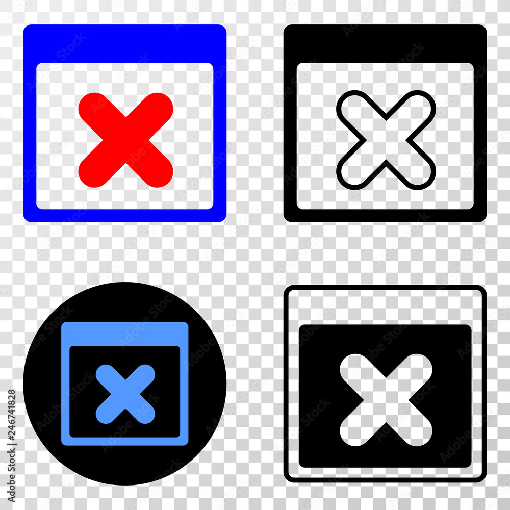 Close application window EPS vector pictogram with contour, black and ...