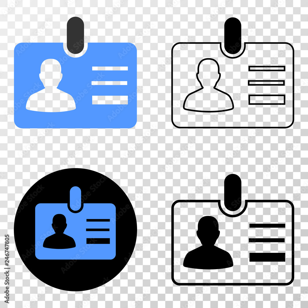 User id badge EPS vector pictogram with contour, black and colored ...