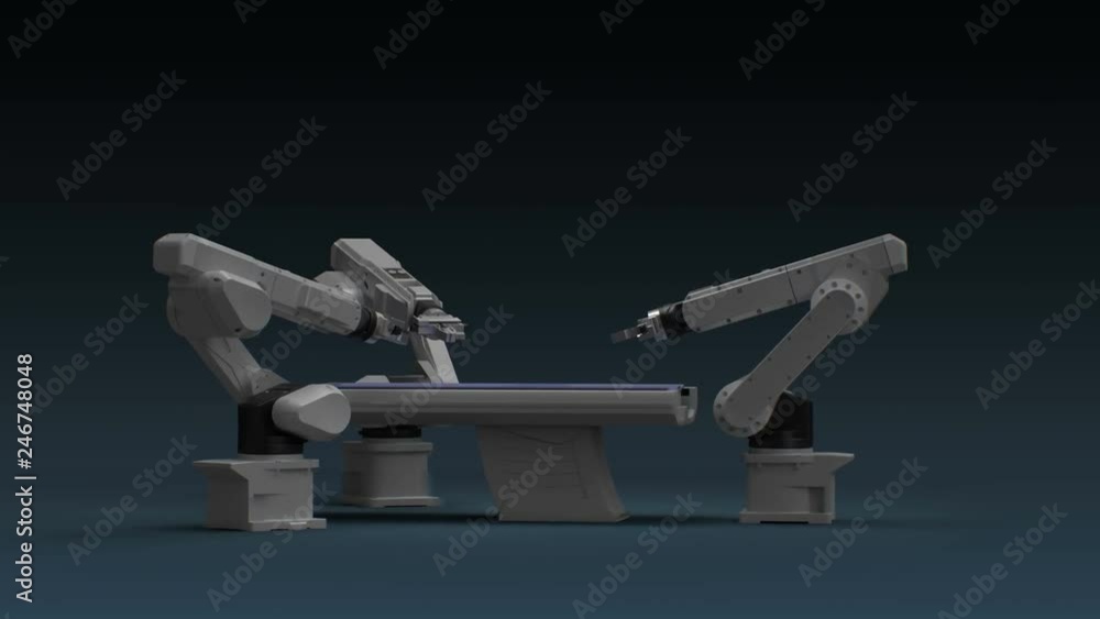 Producing with Robotic arm in Smart factory. Remote medical tech ...
