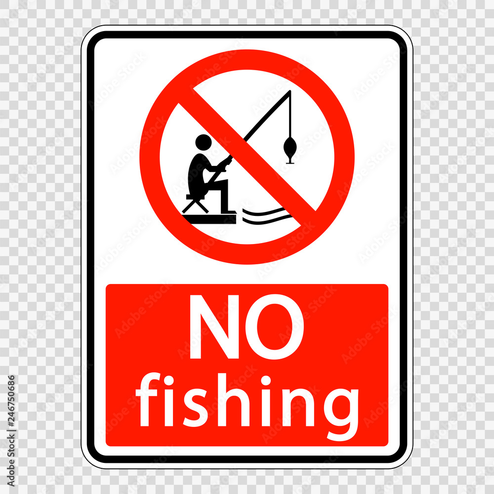 symbol no fishing sign label on transparent background Stock Vector ...