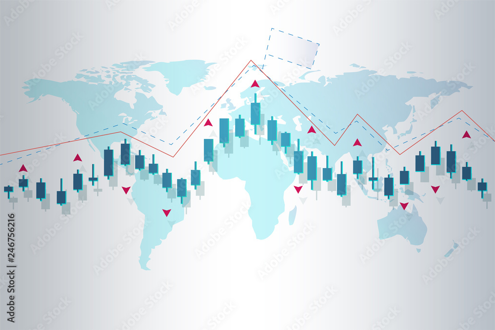 candle stick and graph chart of stock market created with line in flag ...