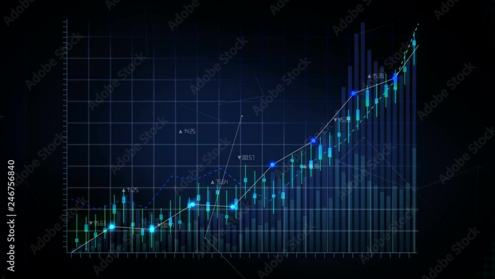 Animated Stock Market charts and graphs. Increase blue line. 4k ...