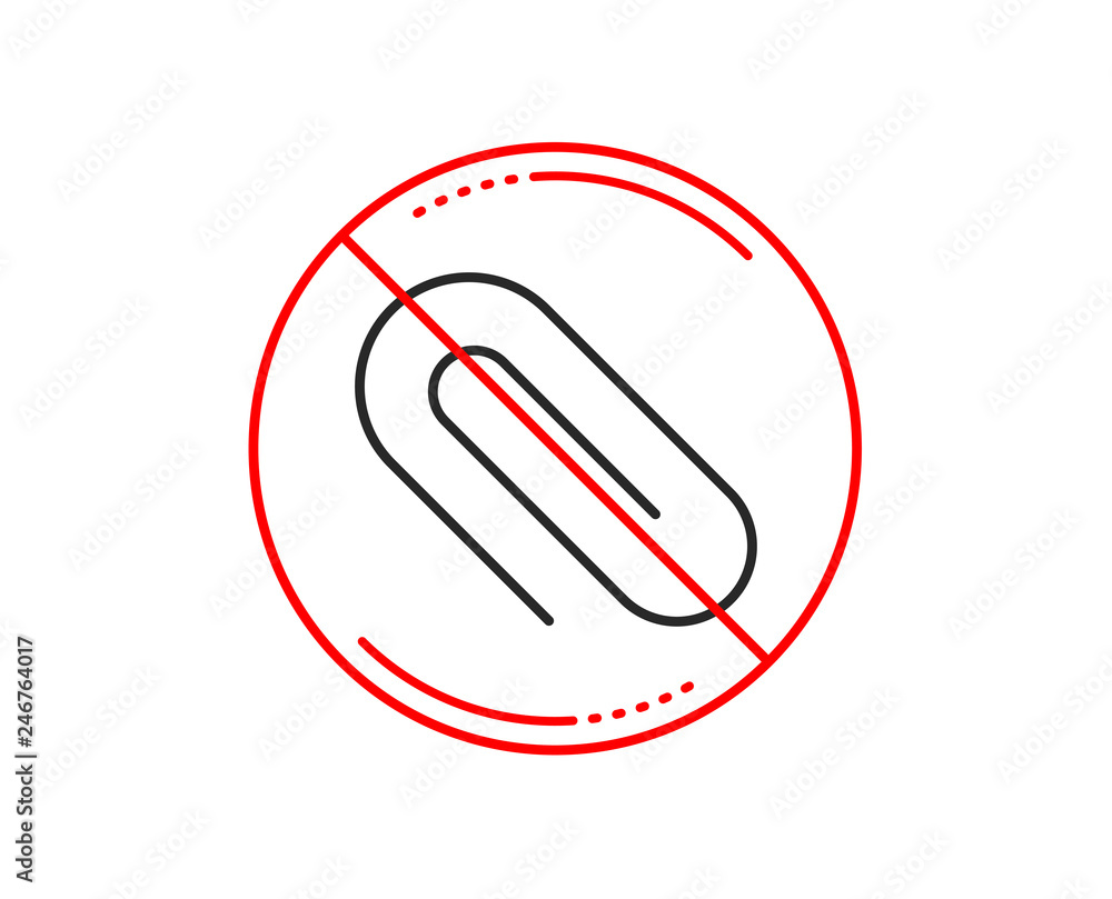 No or stop sign. Attach line icon. Attachment paper clip sign. Office ...