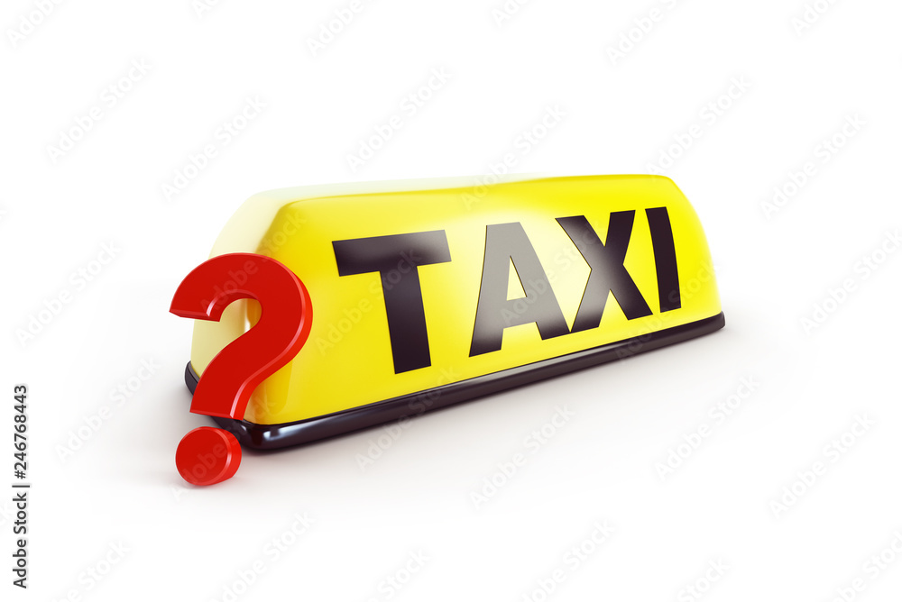 Taxi choice question mark on a white background 3D illustration, 3D ...