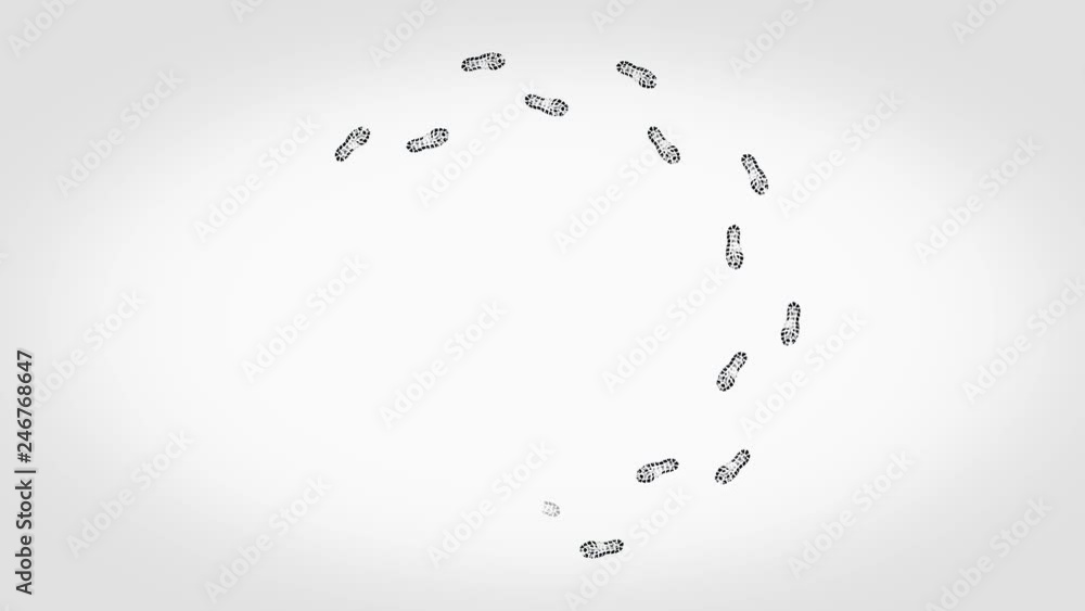 Shoe marks on white background. Abstract animation of black boot marks ...